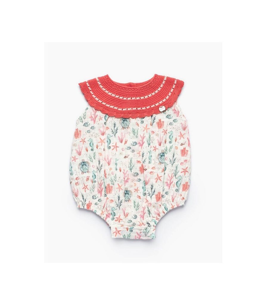 PELELE BEBÉ CORAL CON CABALLITOS DE MAR DE JULIANA 5162 - Koko's Peques