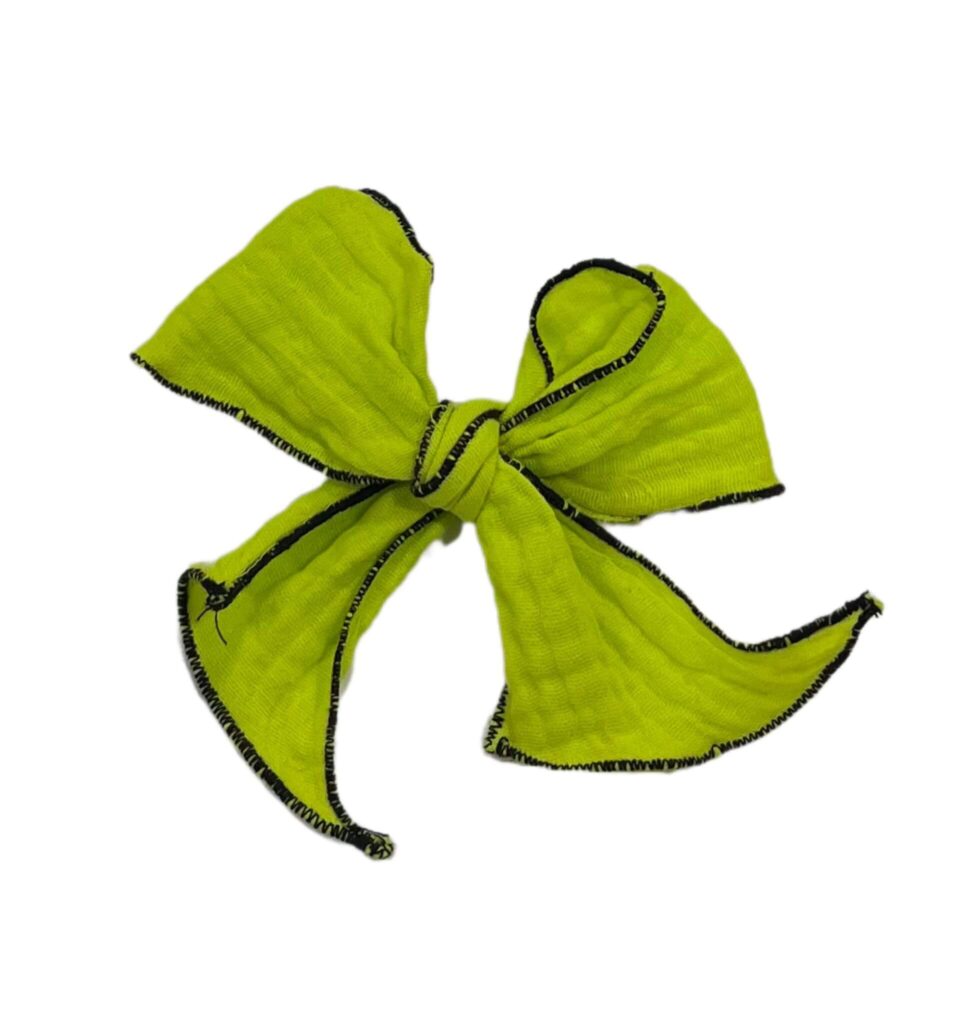 Lazo Pelo Grande (12cm) Cuadritos Vichy Verde Lima - Koko's Peques